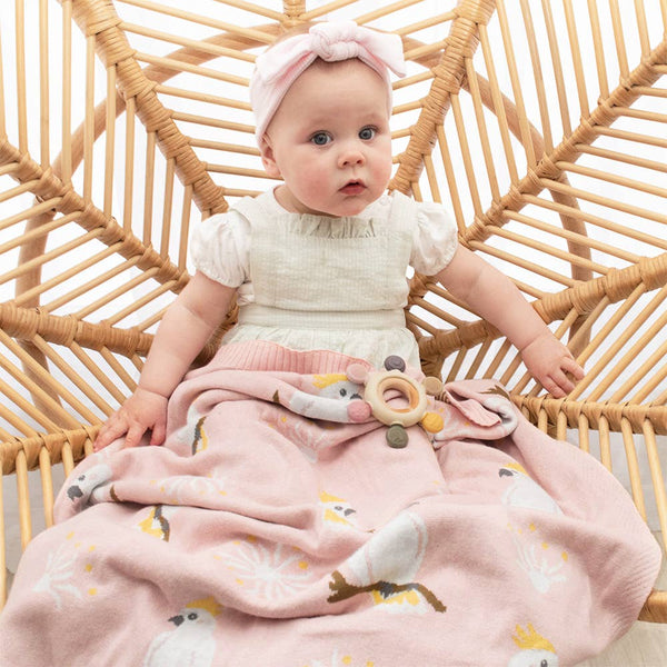 Australiana Baby Blanket - Cockatoo/Blush – Rourke & Henry Kids Boutique