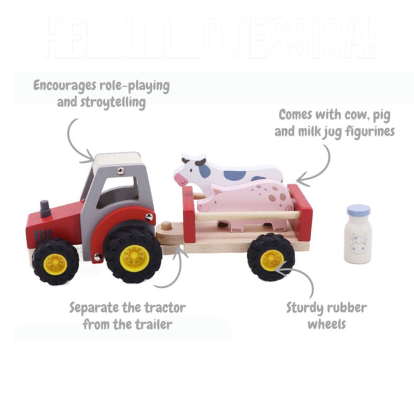 Wooden Vehicle - Tractor Red with farm animals – Rourke & Henry Kids ...